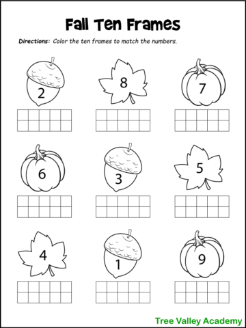 Fall Math Worksheets for Kindergarten, Preschool & 1st Grade