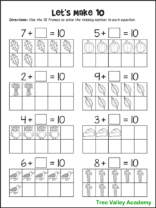 Fall Math Worksheets for Kindergarten, Preschool & 1st Grade