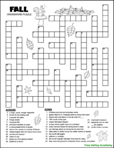 Fall Crossword Puzzle for Middle School - Tree Valley Academy