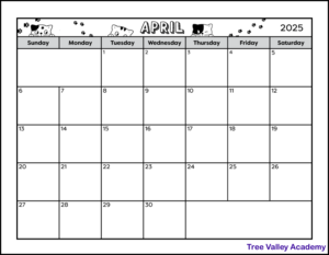 April 2025 Calendar & Worksheets - Tree Valley Academy