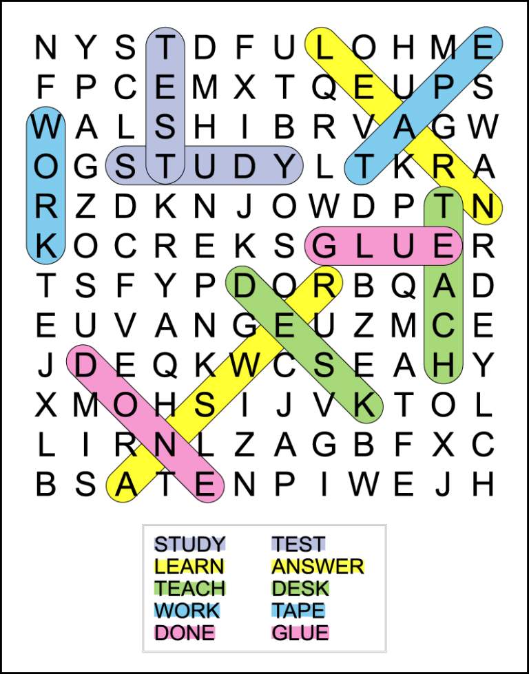 Back To School Word Search Puzzles For Kids