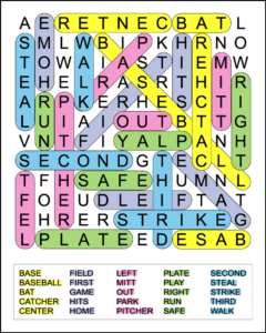 Free Printable Baseball Word Search For Kids