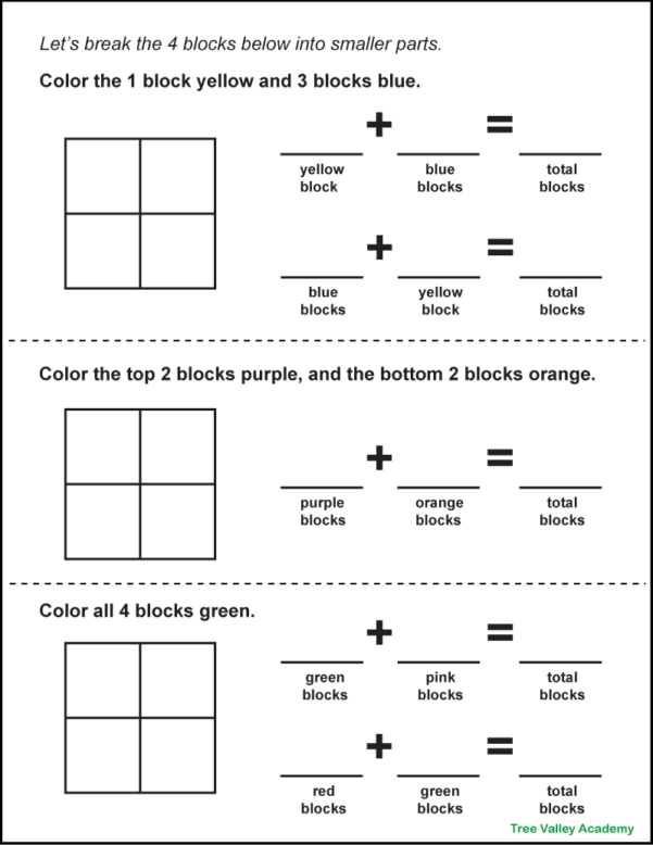 Number Bonds to 4 Free Math Printables