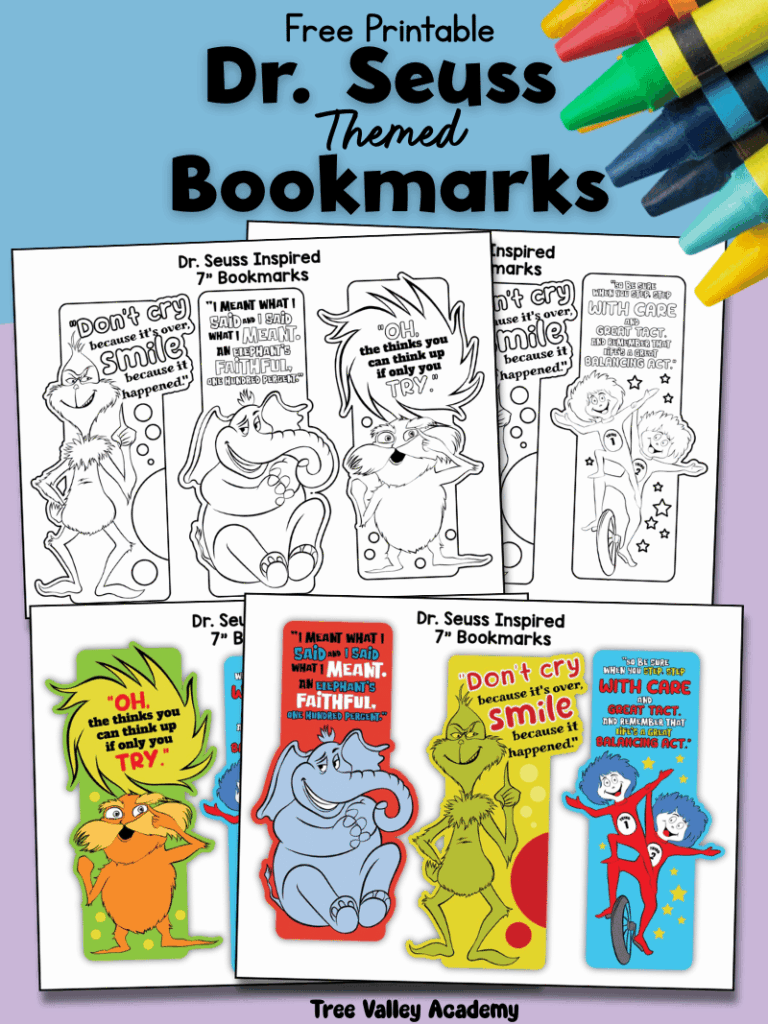 Printable Dr. Seuss Inspired Bookmarks for Read Across America