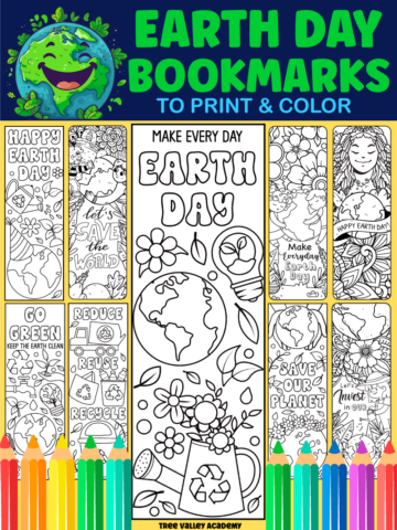 9 Printable Earth Day Bookmarks to Color - Tree Valley Academy