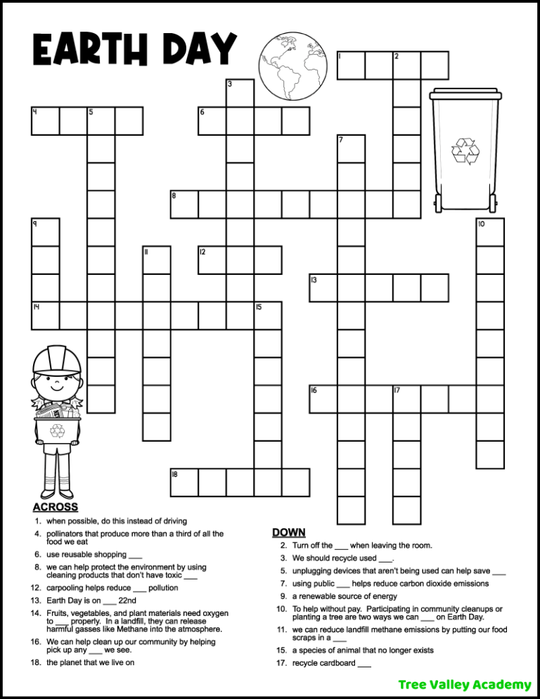 Earth Day Crossword - Tree Valley Academy
