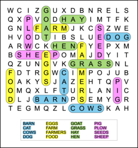 Easy Farm Word Search - Tree Valley Academy
