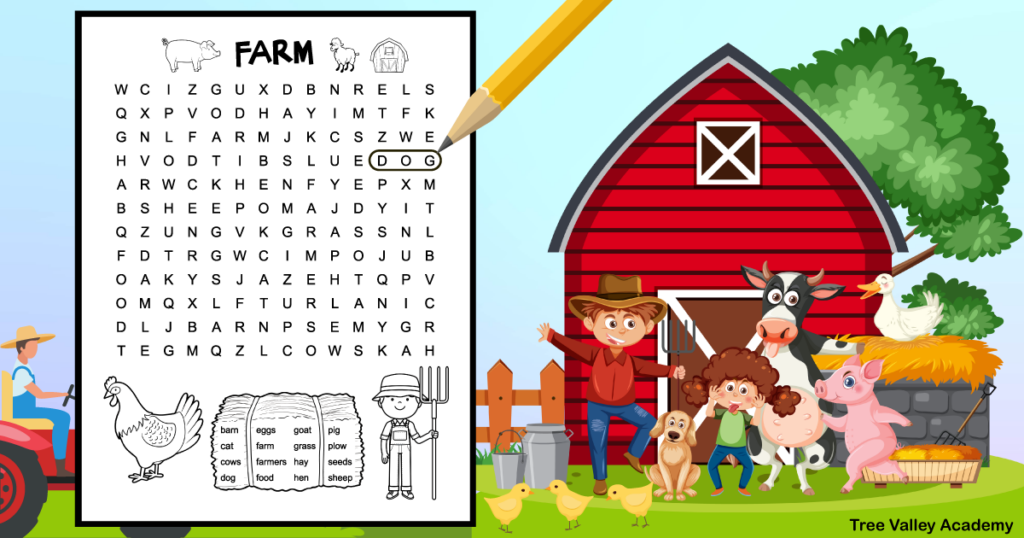 Easy Farm Word Search - Tree Valley Academy