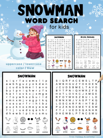 Easy Snowman Word Search - Tree Valley Academy
