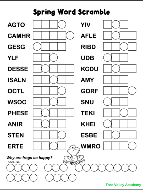 28 Printable Word Scrambles for Kids - Tree Valley Academy