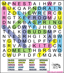 Spring Word Search 1st Grade - Tree Valley Academy