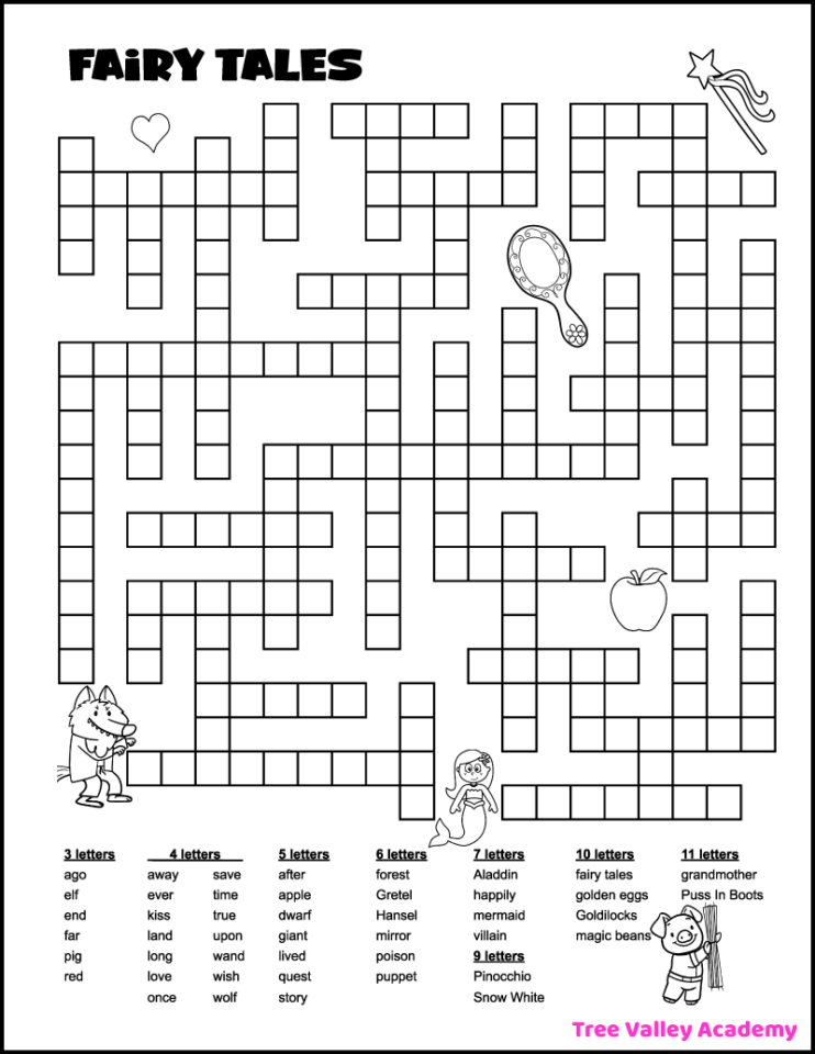 Fun Fairy Tale Themed Word Puzzles - Tree Valley Academy