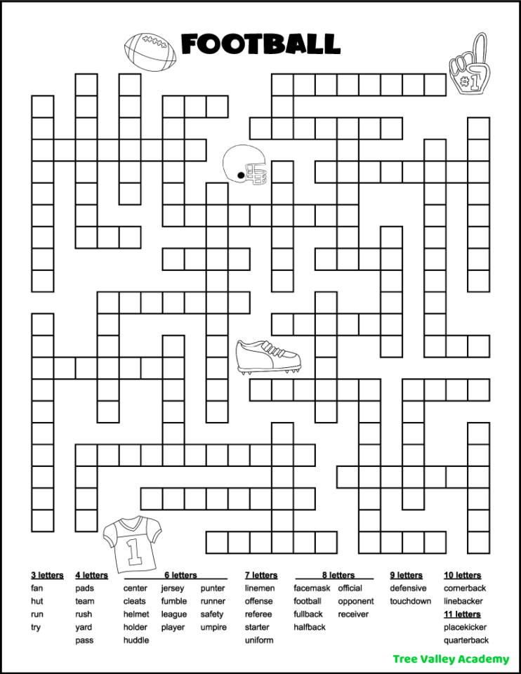 Football Fill In Word Puzzles - Tree Valley Academy Football Fill In Word Puzzles - Tree Valley Academy