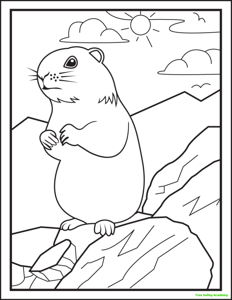 8 Groundhog Day Coloring Pages - Tree Valley Academy