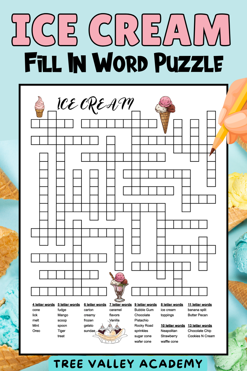 Ice Cream Fill In Puzzle - Tree Valley Academy