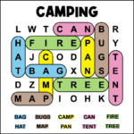 Kindergarten Camping Word Search - Tree Valley Academy