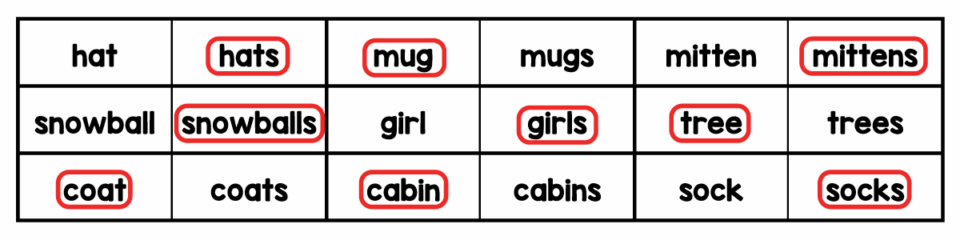 Kindergarten Winter Nouns Worksheets - Tree Valley Academy