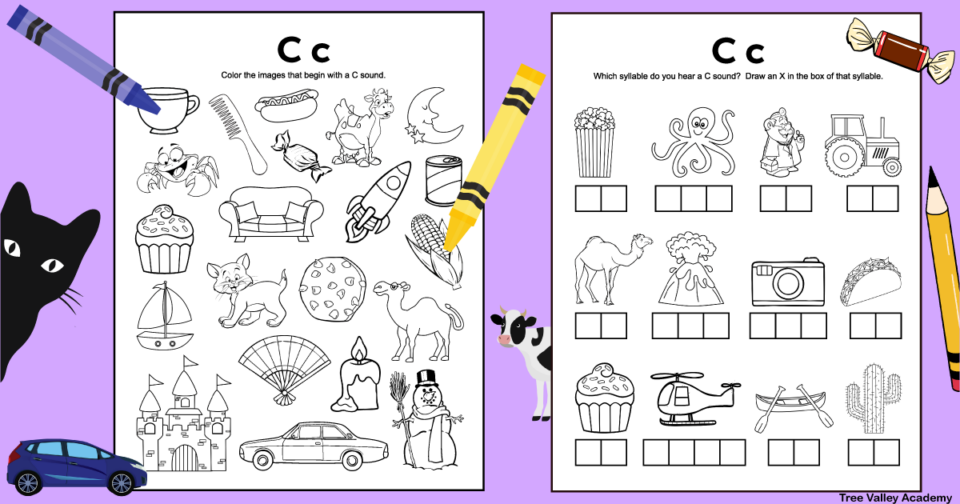 Letter C Sound Worksheets - Tree Valley Academy