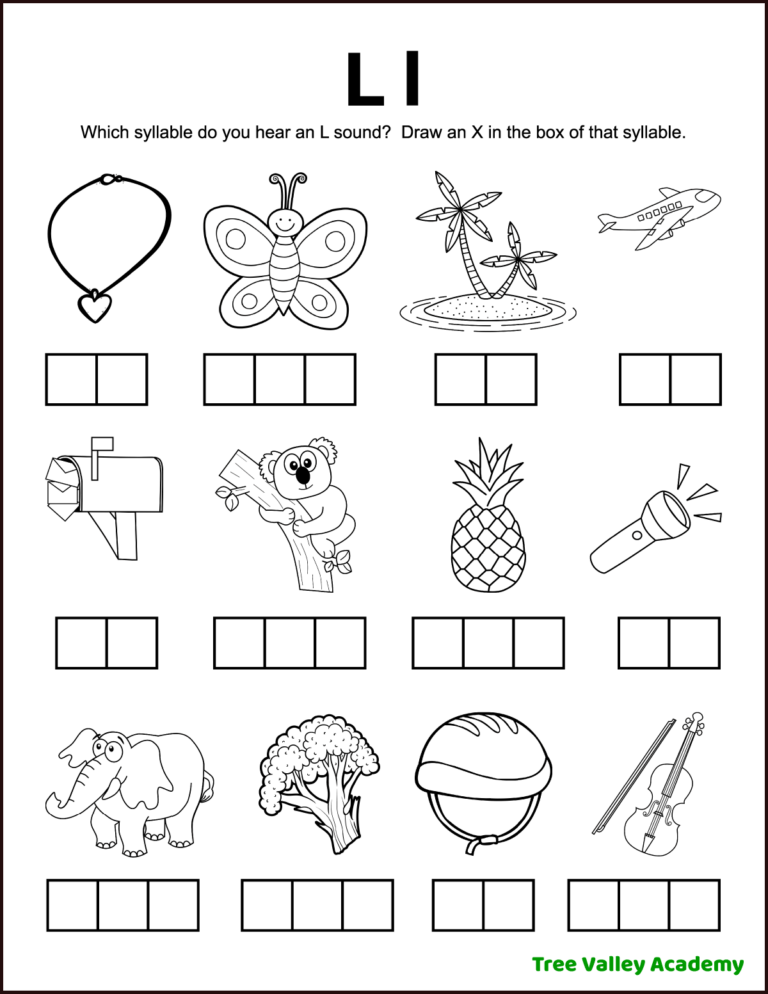 Letter L Sound Worksheets - Tree Valley Academy