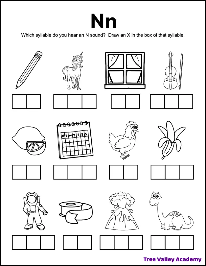 Letter N Sound Worksheets - Tree Valley Academy