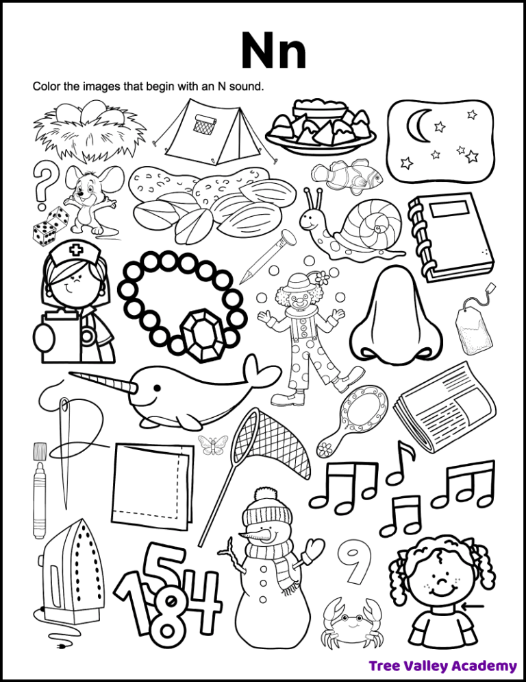 Letter N Sound Worksheets - Tree Valley Academy