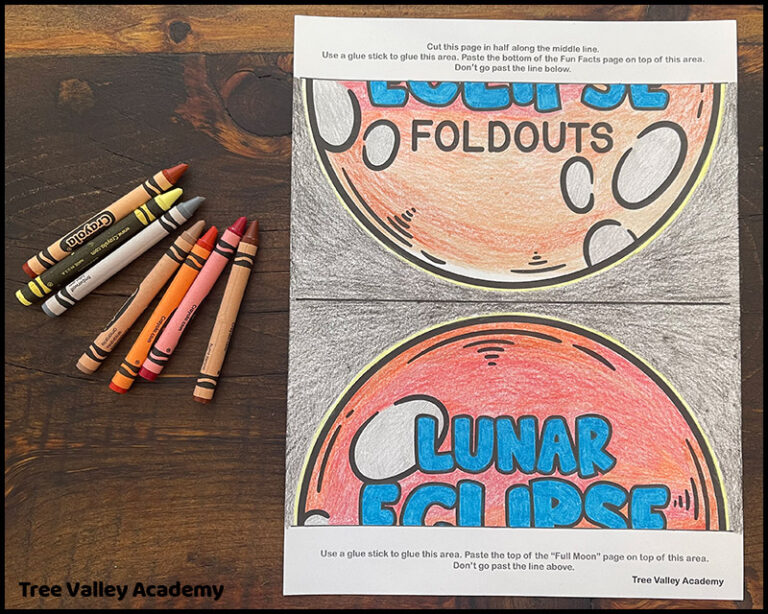 Lunar Eclipse Coloring Worksheets & Foldable Craft