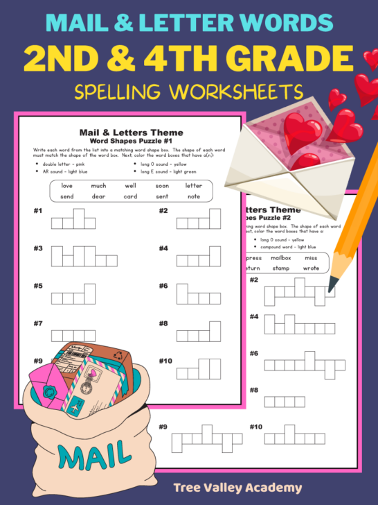 Mail & Friendly Letter Writing Themed Word Shape Puzzles