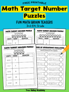 Math Target Number Puzzles (Use the Digits to Make the Number)