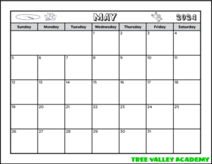 Calendar Worksheet for May 2024 - Tree Valley Academy