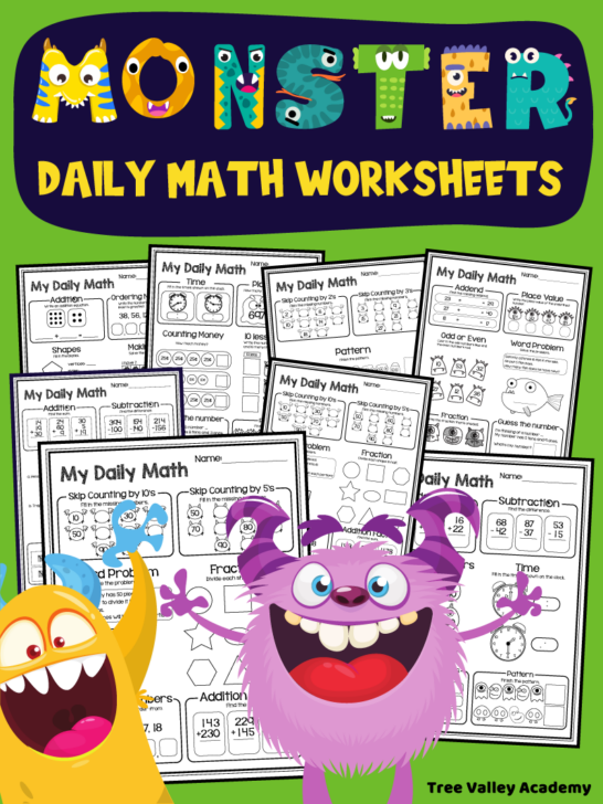 Monster Daily Math Worksheets - Tree Valley Academy