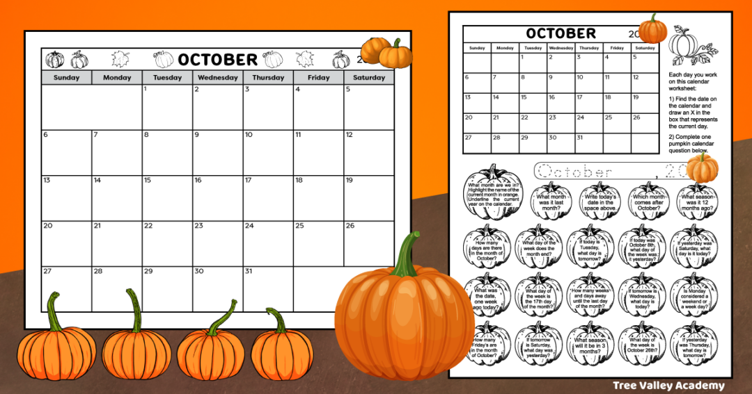 Printable Calendar Worksheet for October 2025