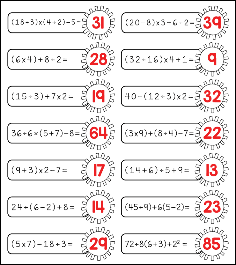Math Target Number Puzzles (Use the Digits to Make the Number)