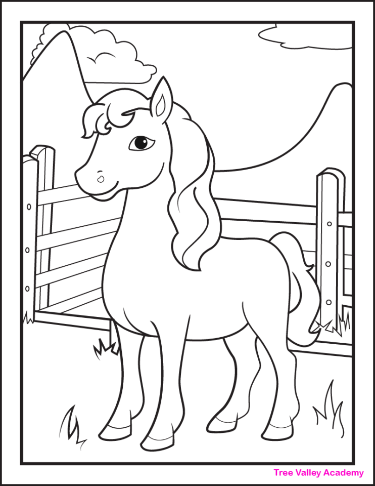 8 Farm Animal Coloring Pages - Tree Valley Academy