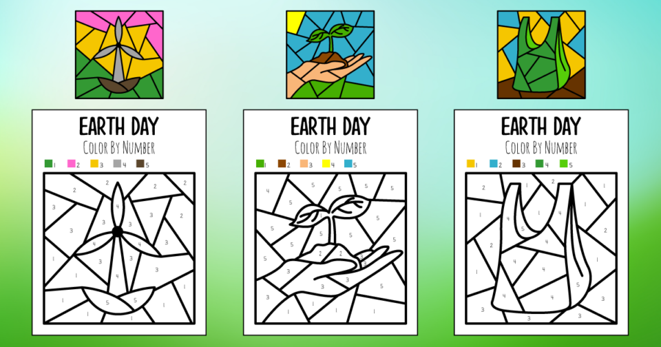 Preschool Earth Day Color by Number - Tree Valley Academy