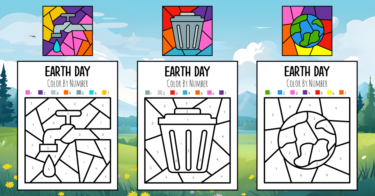Preschool Earth Day Color by Number - Tree Valley Academy