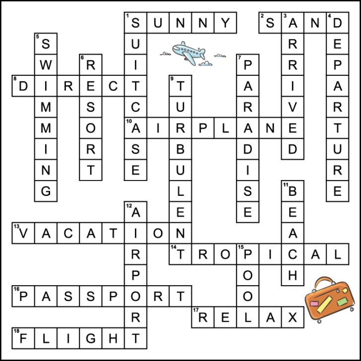 Vacation Crossword Puzzles - Tree Valley Academy
