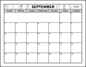 Calendar Worksheets for September 2023 - Tree Valley Academy