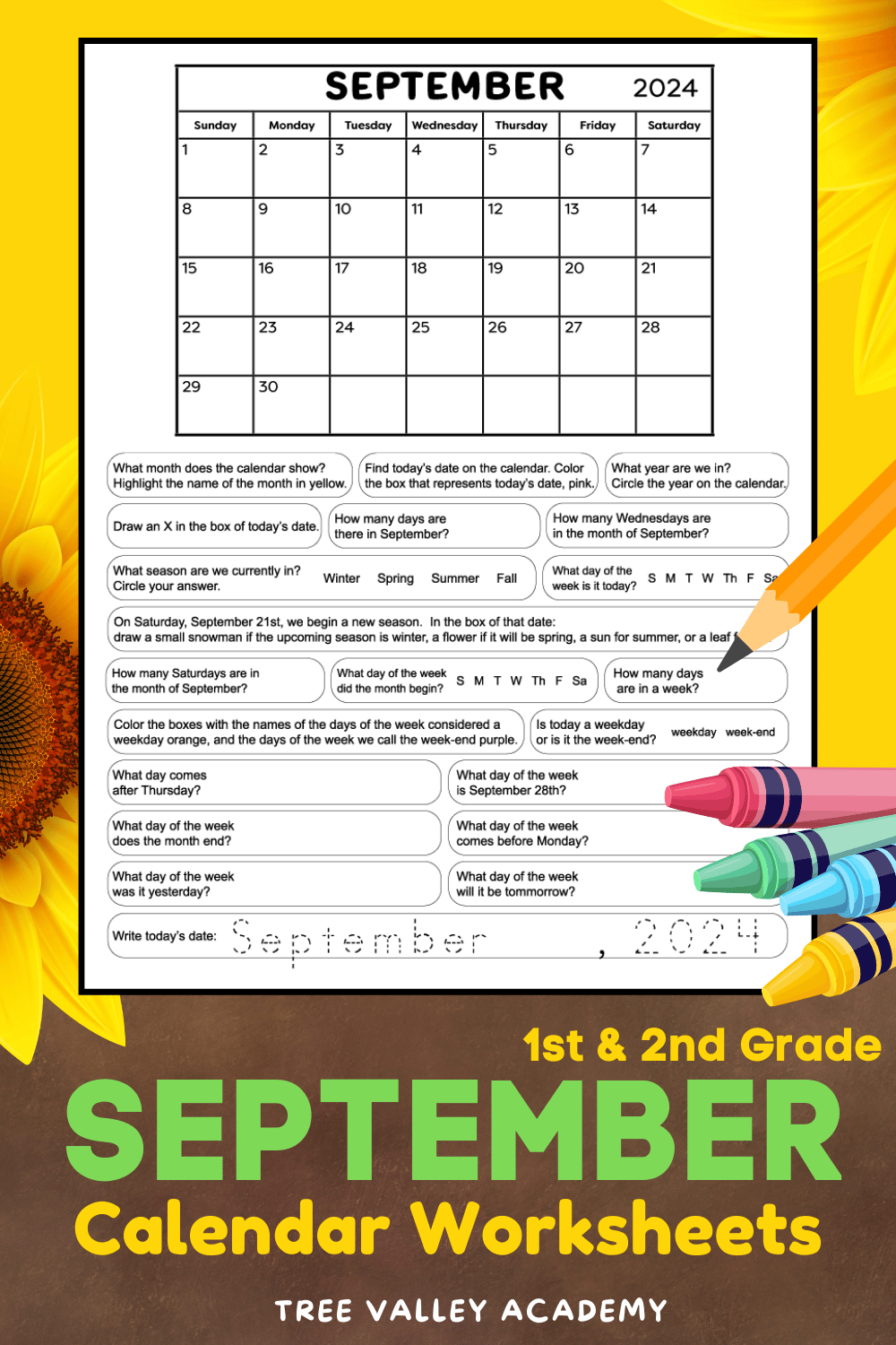 September 2025 Calendar Worksheets - Tree Valley Academy