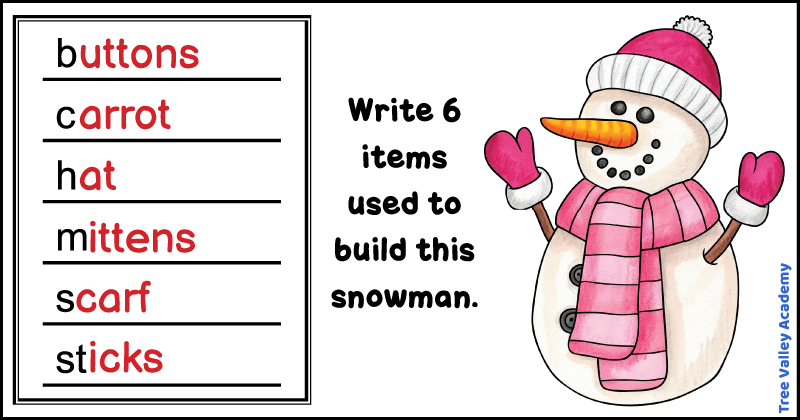 Snowman Word Search with Secret Message