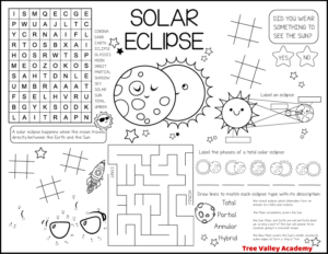Solar Eclipse Worksheets - Tree Valley Academy