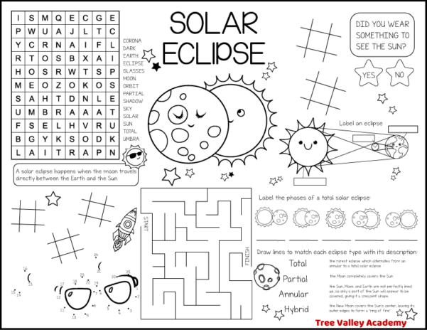 Solar Eclipse Worksheets - Tree Valley Academy