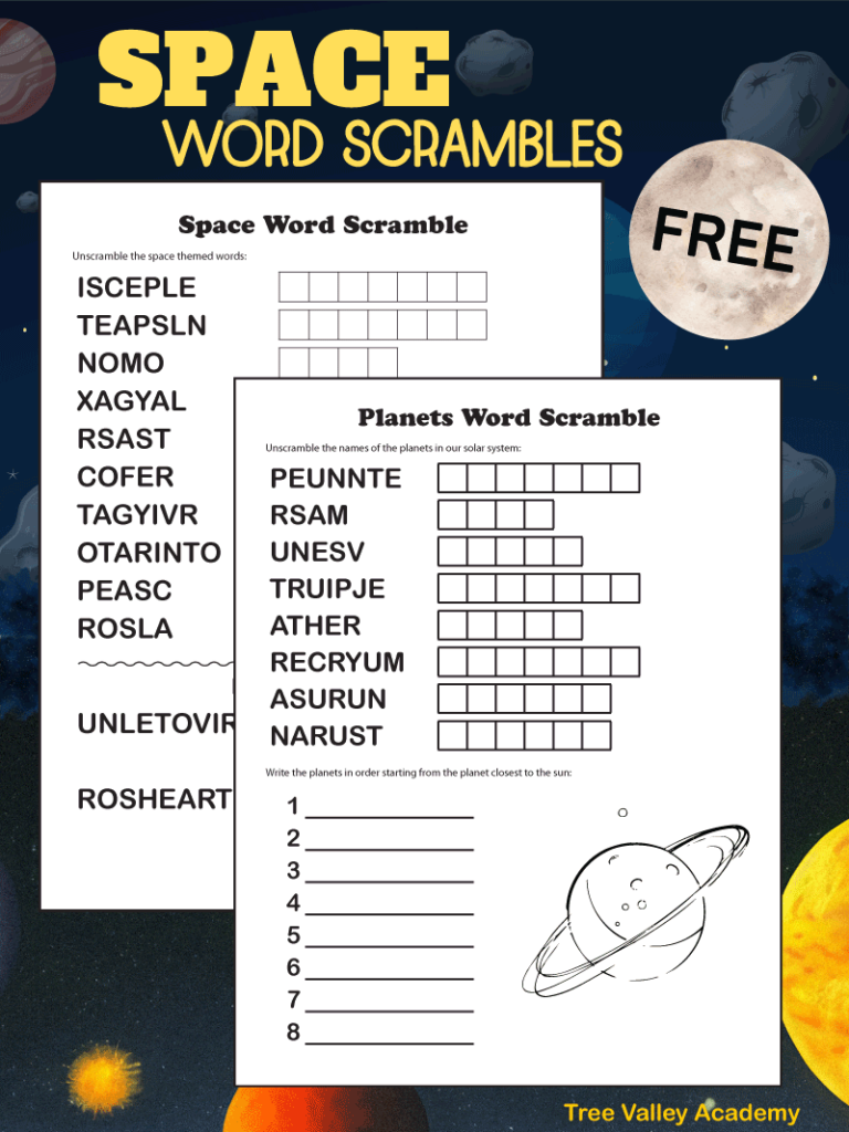 28 Printable Word Scrambles for Kids - Tree Valley Academy