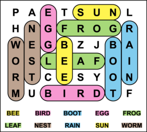 Spring Word Search for Kindergarten - Tree Valley Academy