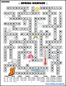 Spring Weather Fill In Puzzle - Tree Valley Academy