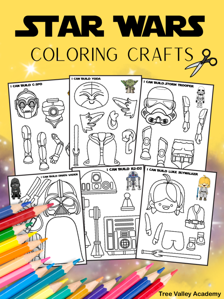 6 Star Wars Coloring Pages & Paper Crafts - Tree Valley Academy