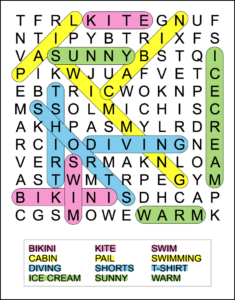Summer Word Search Puzzles For Kids
