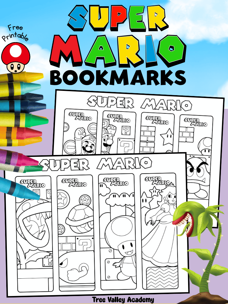 Super Mario Bookmarks Coloring Pages - Tree Valley Academy