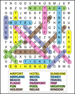 Printable Vacation Word Search for Kids - Tree Valley Academy