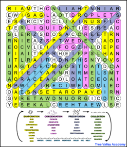 Water Cycle Word Search - Tree Valley Academy