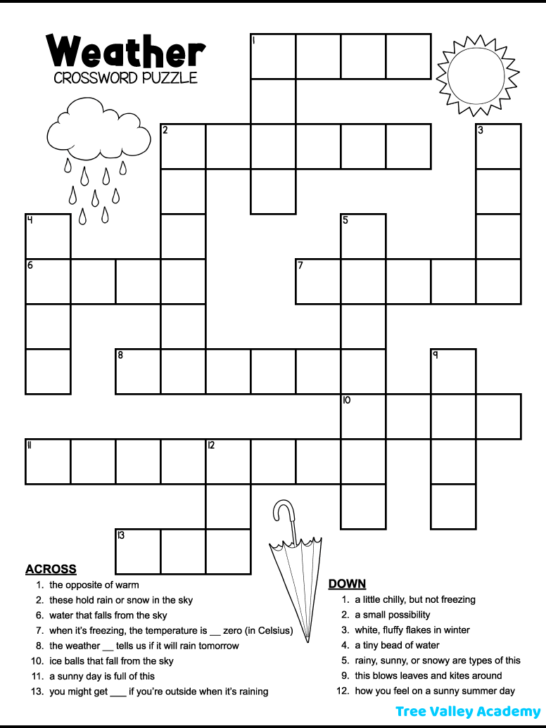 Spring Crossword Puzzles for Kids - Tree Valley Academy